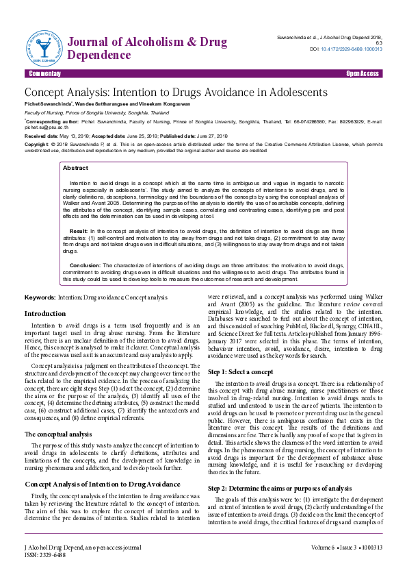 (PDF) Concept Analysis: Intention to Drugs Avoidance in Adolescents