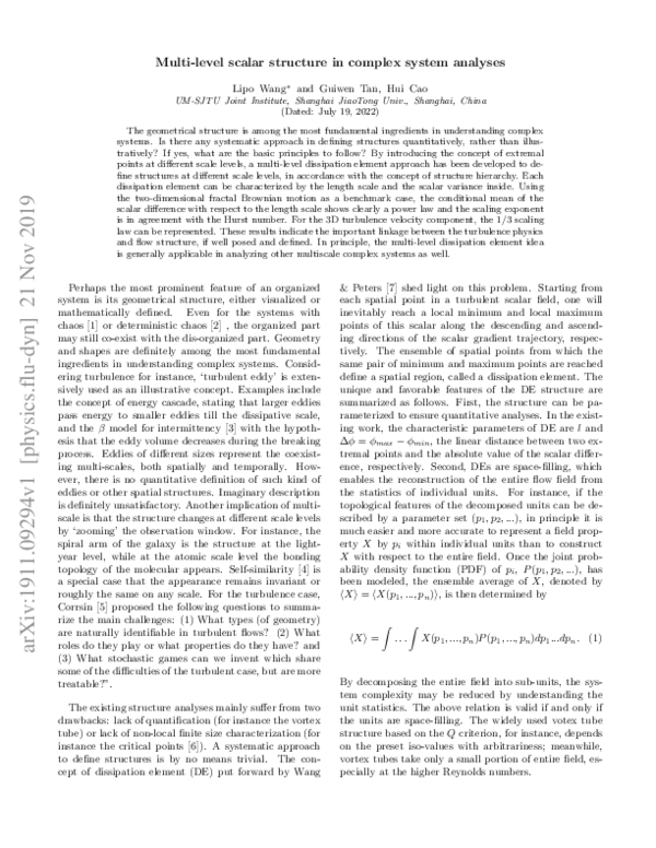 (PDF) Multi-level scalar structure in complex system analyses