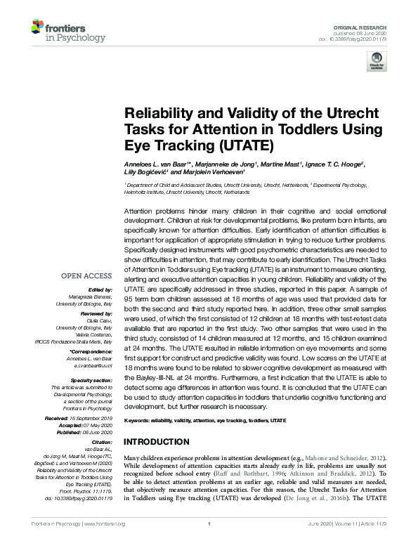 (PDF) Reliability and Validity of the Utrecht Tasks for Attention in Toddlers Using Eye Tracking ...