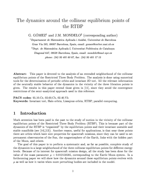 (PDF) The dynamics around the collinear equilibrium points of the RTBP