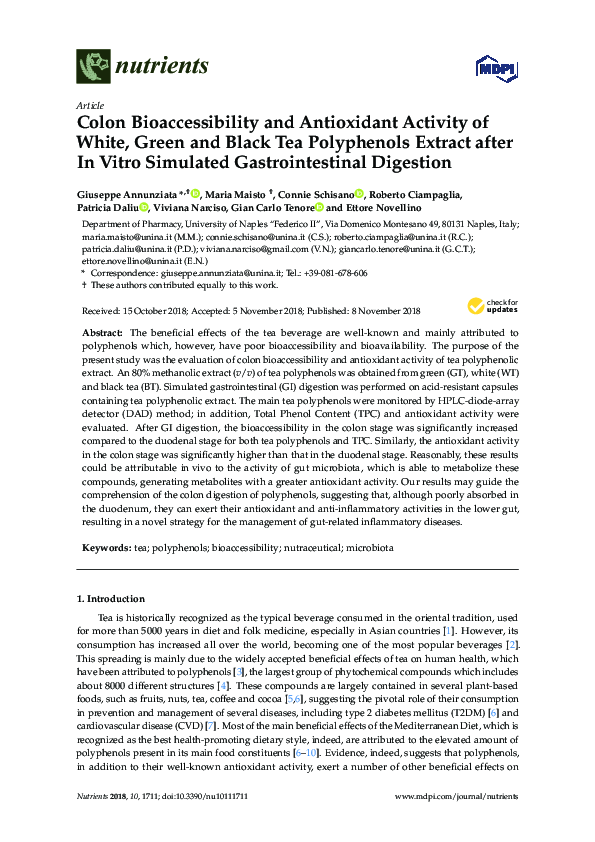 (PDF) Colon Bioaccessibility and Antioxidant Activity of White, Green and Black Tea Polyphenols ...