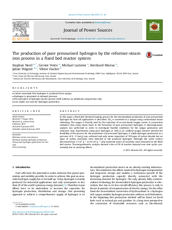 (PDF) The production of pure pressurised hydrogen by the reformer-steam ...