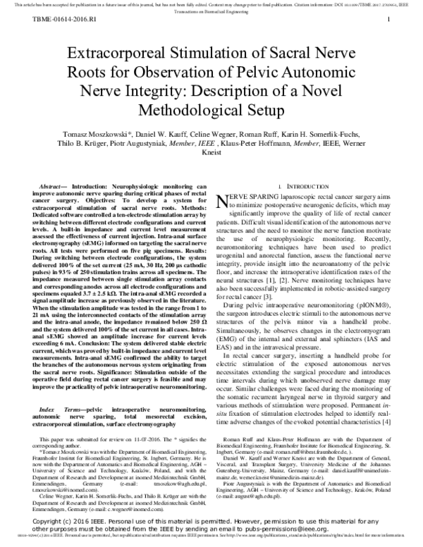 (PDF) Extracorporeal Stimulation of Sacral Nerve Roots for Observation ...