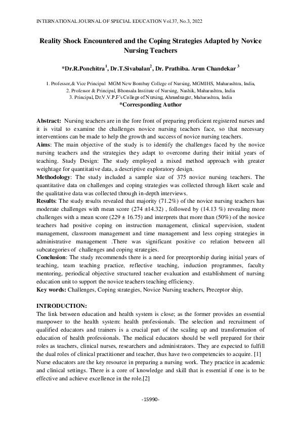 (PDF) Reality Shock Encountered and the Coping Strategies Adapted by ...
