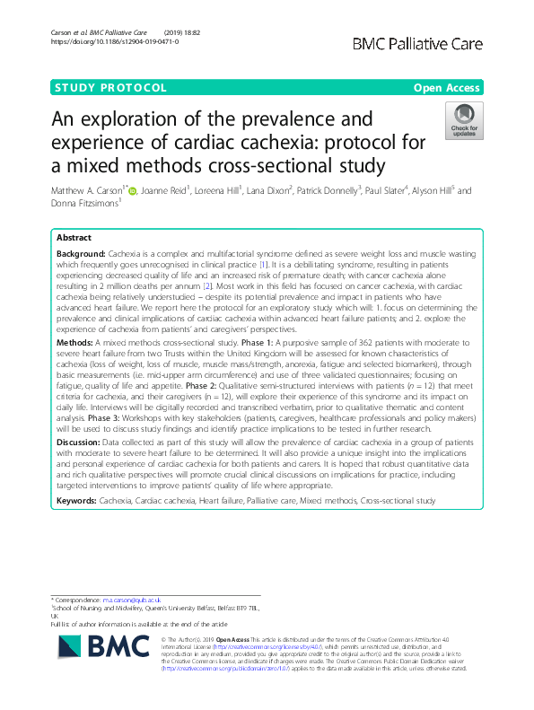 (PDF) An exploration of the prevalence and experience of cardiac ...