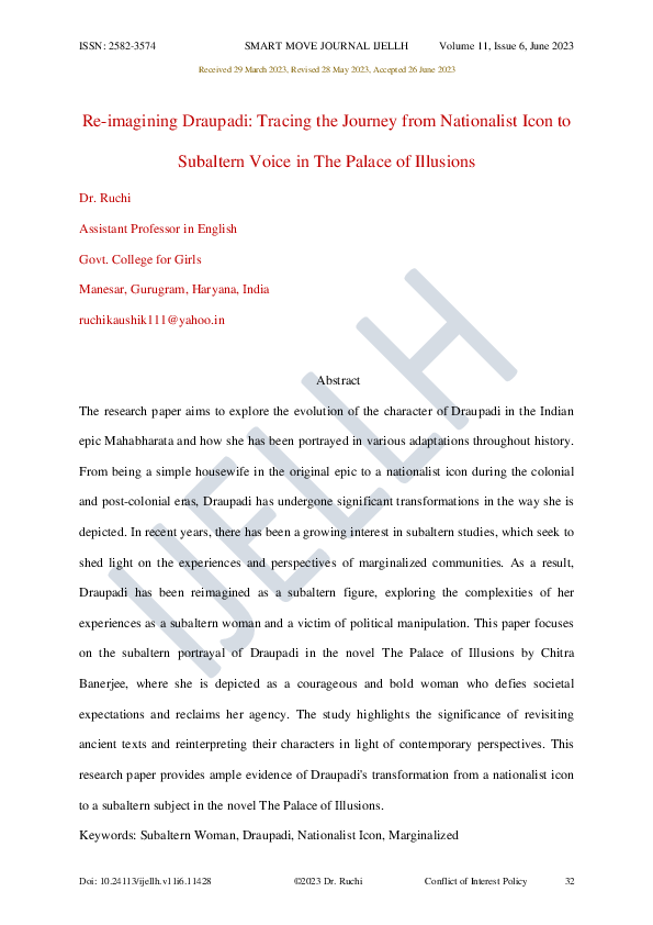 (PDF) Re-imagining Draupadi: Tracing the Journey from Nationalist Icon ...