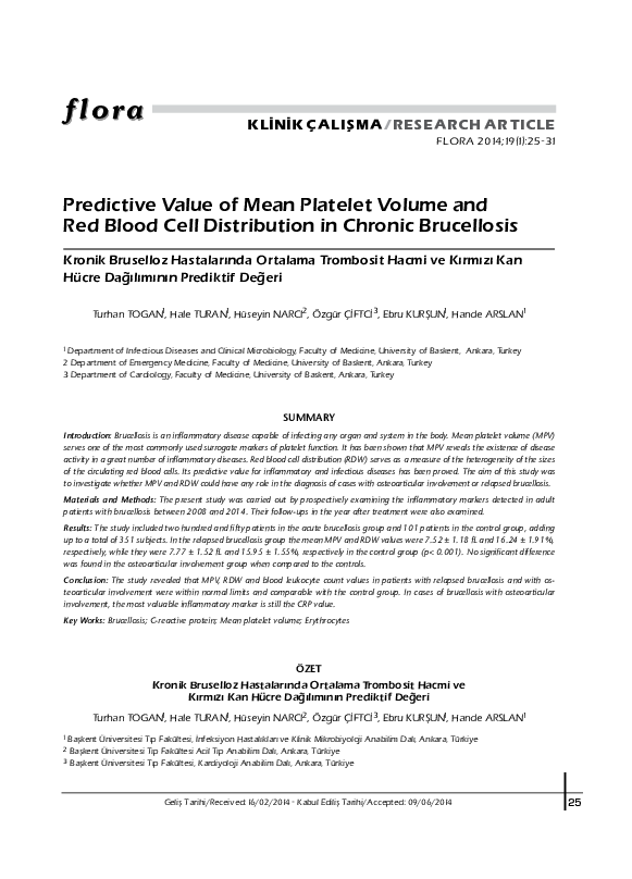 (PDF) Predictive Value of Mean Platelet Volume and Red Blood Cell Distribution in Chronic ...