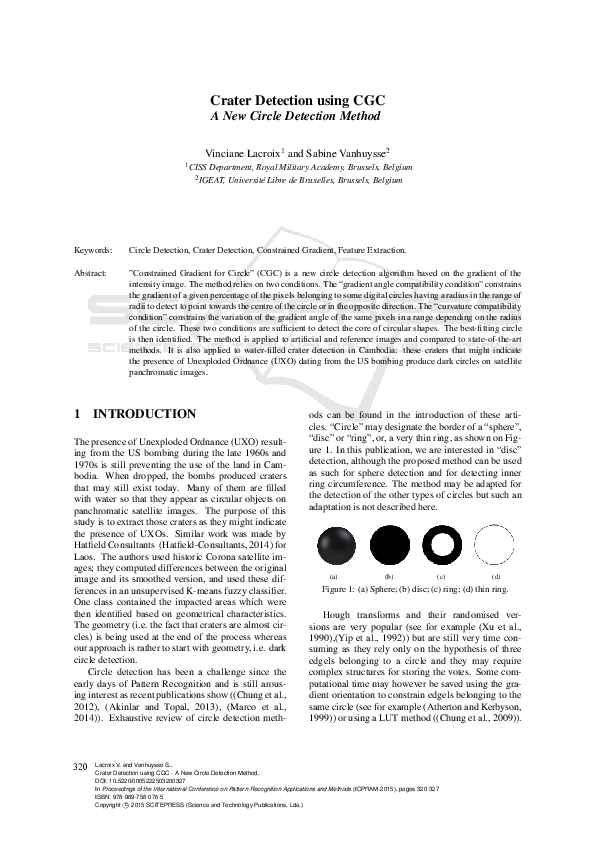 (PDF) Crater Detection using CGC - A New Circle Detection Method (PDF) Crater Detection using CGC - A New Circle Detection Method