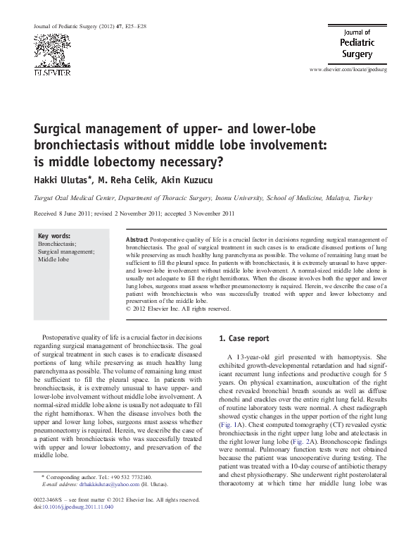 (PDF) Surgical management of upper- and lower-lobe bronchiectasis ...