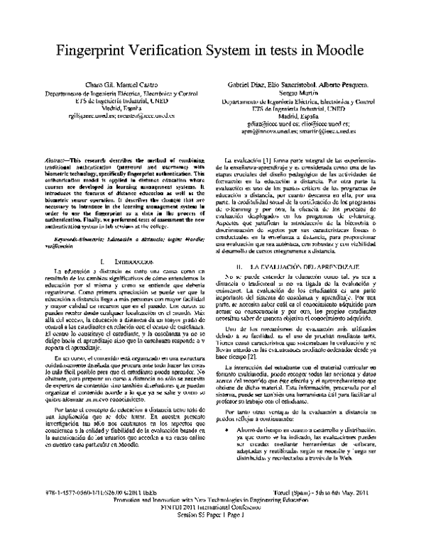 (PDF) Fingerprint Verification System in Tests in Moodle