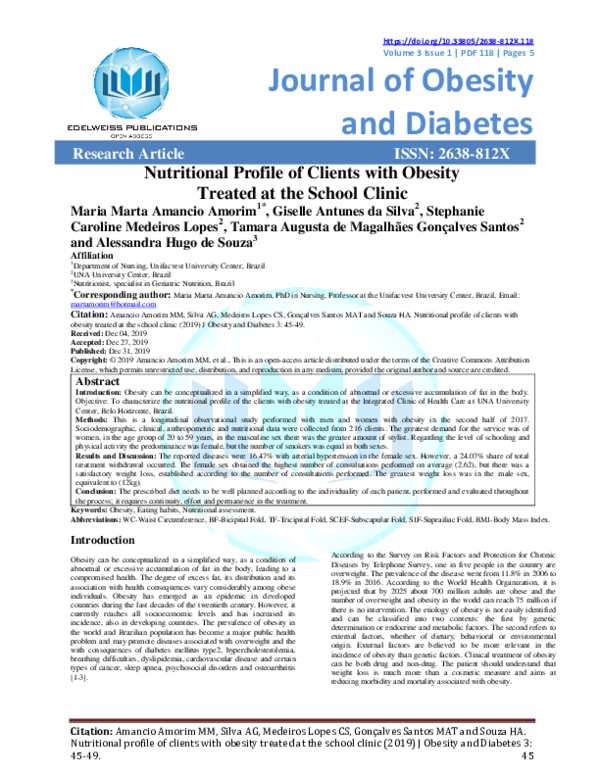 (PDF) Nutritional Profile of Clients with Obesity Treated at the School ...