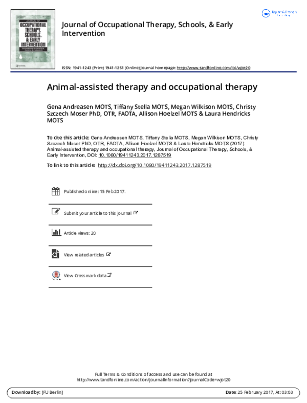 (PDF) Animal-assisted therapy and occupational therapy
