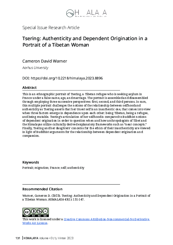 (PDF) Tsering: Authenticity and Dependent Origination in a Portrait of ...