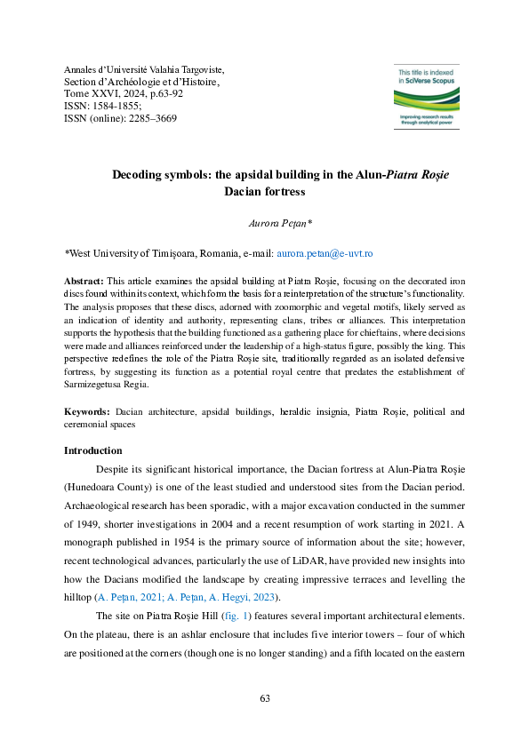 (PDF) Decoding symbols: the apsidal building in the Alun-Piatra Roșie ...