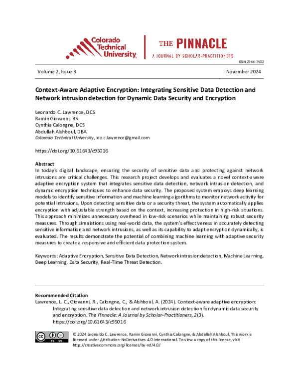 (PDF) Context-Aware Adaptive Encryption: Integrating Sensitive Data Detection and Network ...