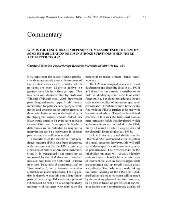 (PDF) Why is the functional independence measure used to identify some ...