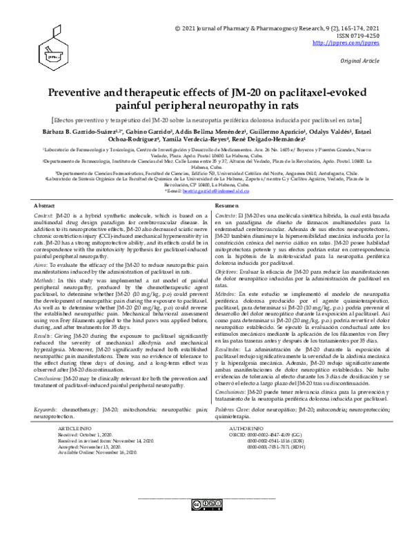 (PDF) Preventive and therapeutic effects of JM-20 on paclitaxel-evoked painful peripheral ...