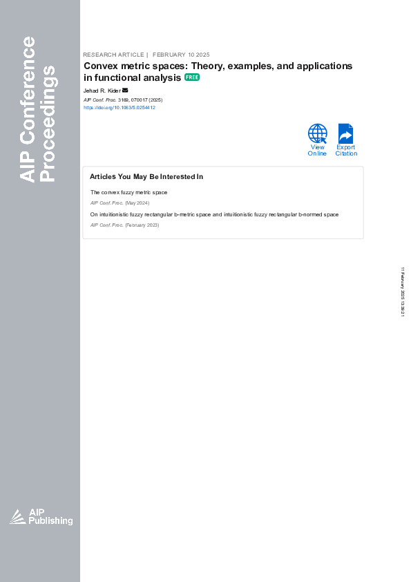 (PDF) Convex Metric Spaces: Theory, Examples, and Applications in ...