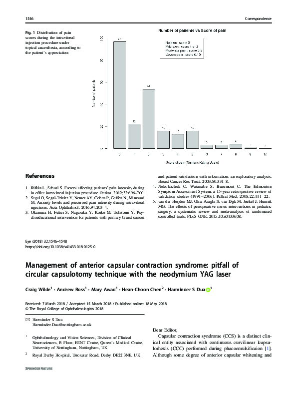 (PDF) Management of anterior capsular contraction syndrome: pitfall of ...
