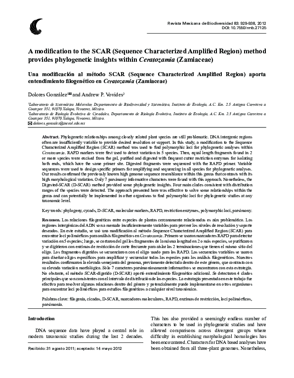 (PDF) A modification to the SCAR (Sequence Characterized Amplified ...