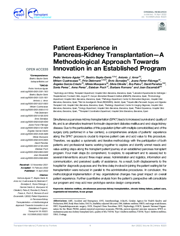 (PDF) Patient Experience in Pancreas-Kidney Transplantation—A ...