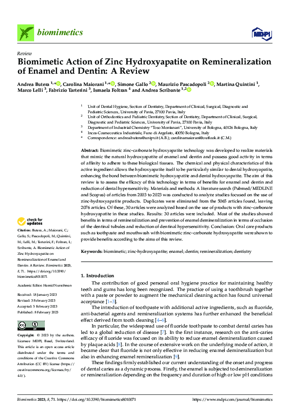 (PDF) Biomimetic Action of Zinc Hydroxyapatite on Remineralization of ...