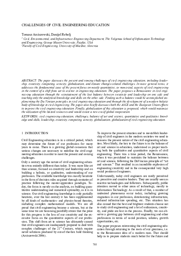 (PDF) Challenges of civil engineering education