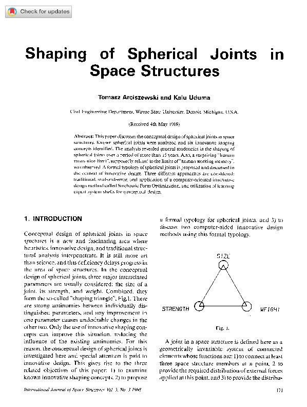 (PDF) Shaping of Spherical Joints in Space Structures