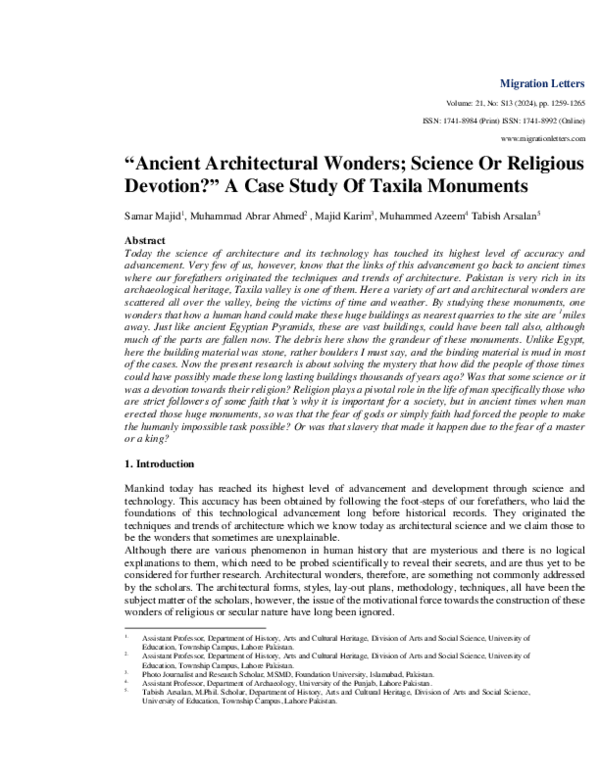 (PDF) "Ancient Architectural Wonders; Science Or Religious Devotion?" A ...