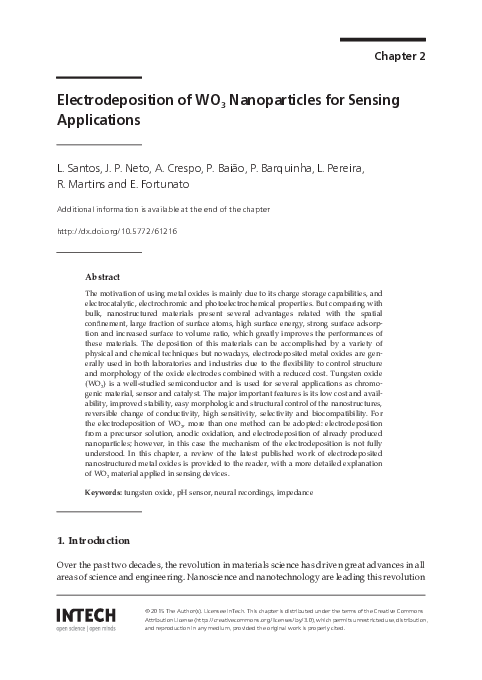 (PDF) Electrodeposition of WO3 Nanoparticles for Sensing Applications