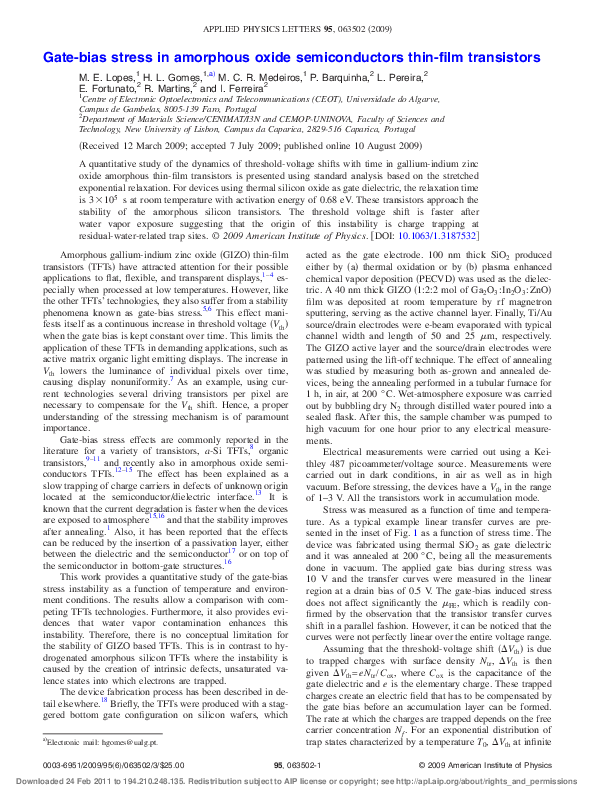 (PDF) Gate-bias stress in amorphous oxide semiconductors thin-film ...