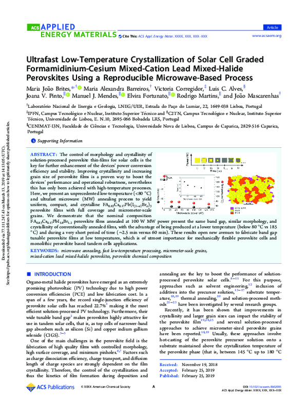 (PDF) Ultrafast Low-Temperature Crystallization of Solar Cell Graded Formamidinium-Cesium Mixed ...