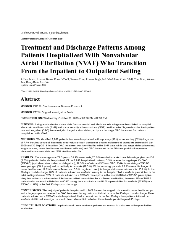 (PDF) Treatment and discharge patterns among patients hospitalized with ...