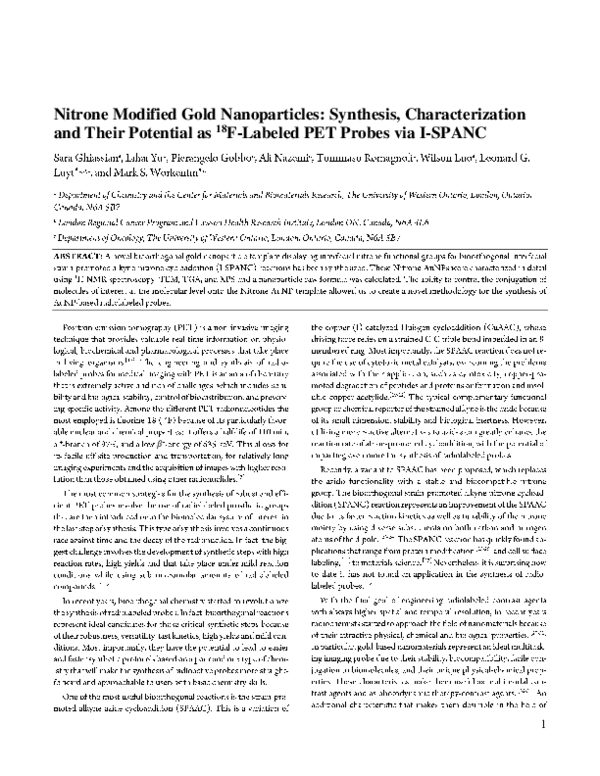 (PDF) Nitrone Modified Gold Nanoparticles: Synthesis, Characterization ...