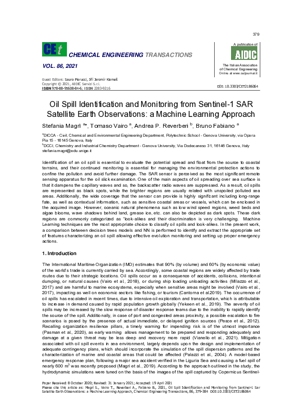 (PDF) Oil Spill Identification and Monitoring from Sentinel-1 Sar Satellite Earth Observations ...
