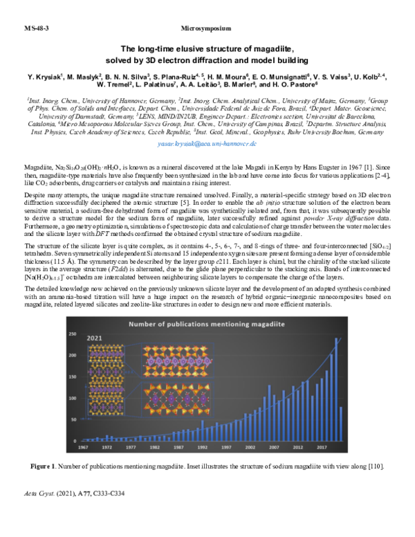 (PDF) The long-time elusive structure of magadiite, solved by 3D ...