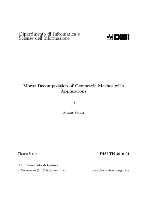 (PDF) Morse Decomposition of Geometric Meshes with Applications