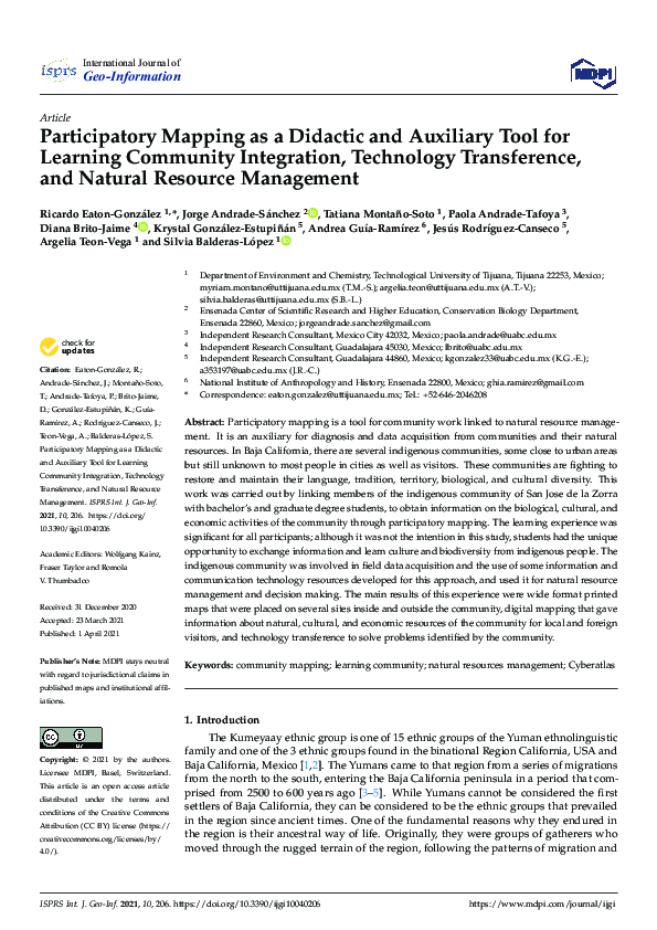 (PDF) Participatory Mapping as a Didactic and Auxiliary Tool for ...