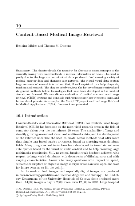 (PDF) Content-Based Medical Image Retrieval