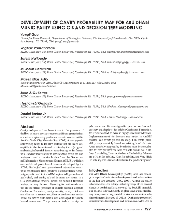 (PDF) Development of Cavity Probability Map For Abu Dhabi Municipality