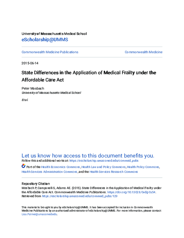 (PDF) State Differences in the Application of Medical Frailty under the ...