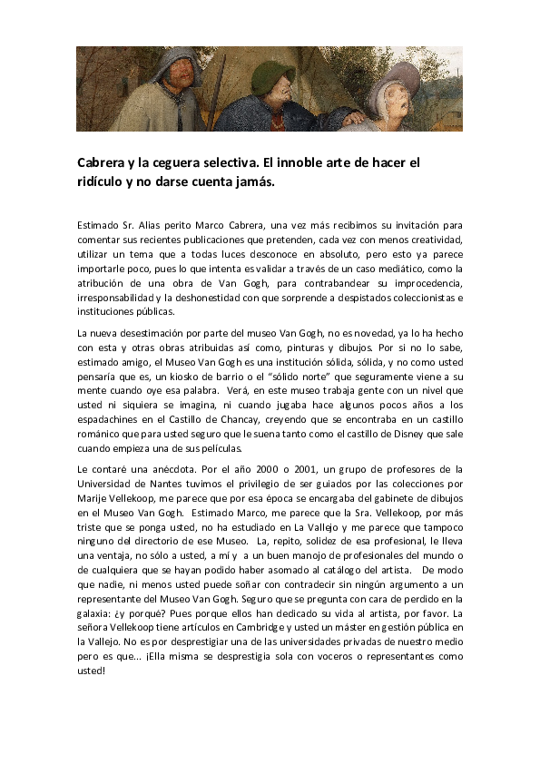 (PDF) Cabrera y la ceguera selectiva. El innoble arte de hacer el ...