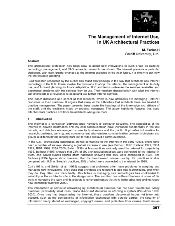 (PDF) The Management of Internet Use, in UK Architectural Practices
