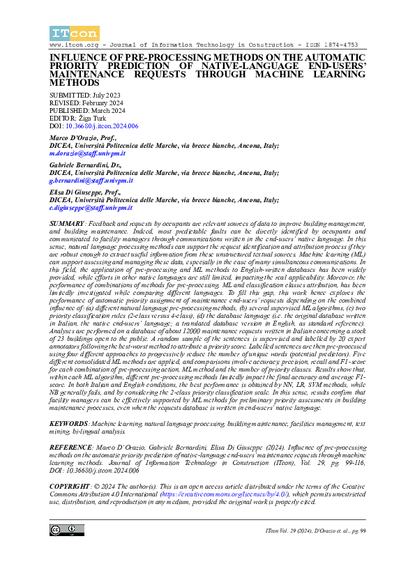 (PDF) Influence of pre-processing methods on the automatic priority prediction of native ...