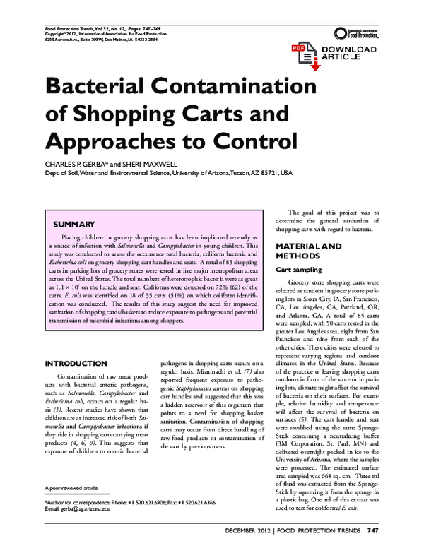 (PDF) Bacterial contamination of shopping carts and approaches to control