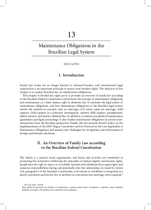 (PDF) Maintenance Obligations in the Brazilian Legal System