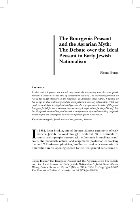(PDF) ABSTRACT - Rhona Burns, 'The Bourgeois Peasant and the Agrarian ...