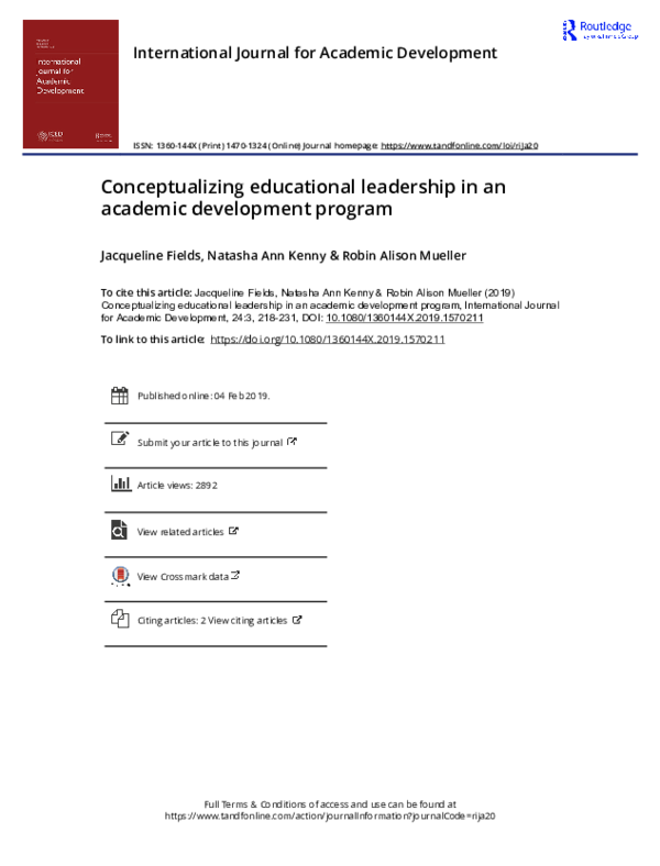 (PDF) Conceptualizing educational leadership in an academic development program