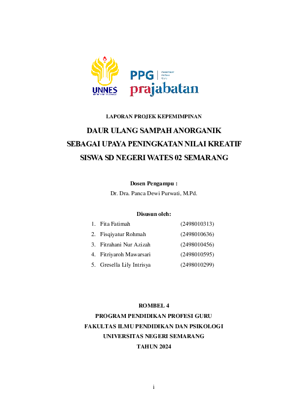 (PDF) LAPORAN PROJEK KEPEMIMPINAN UNNES