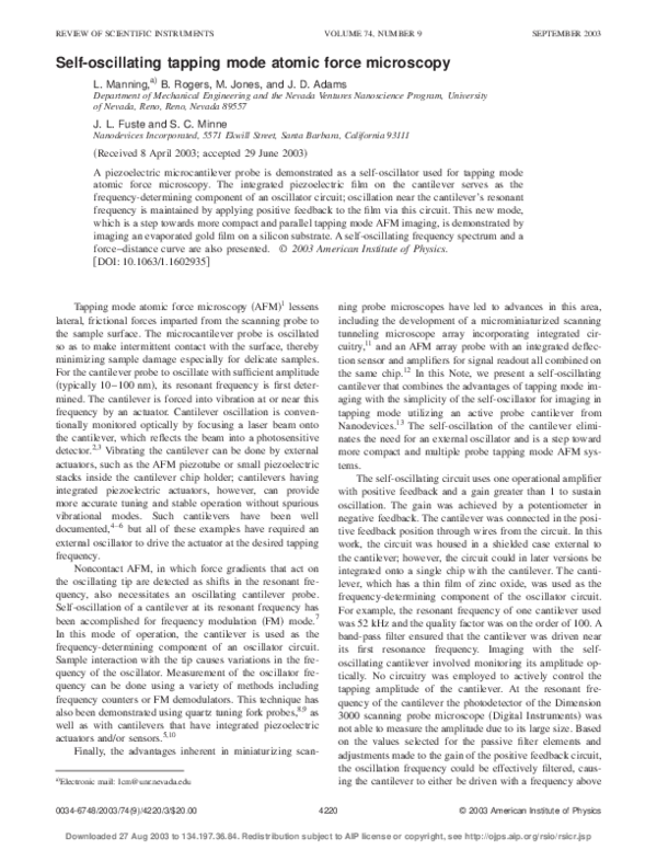 (PDF) Self-oscillating tapping mode atomic force microscopy